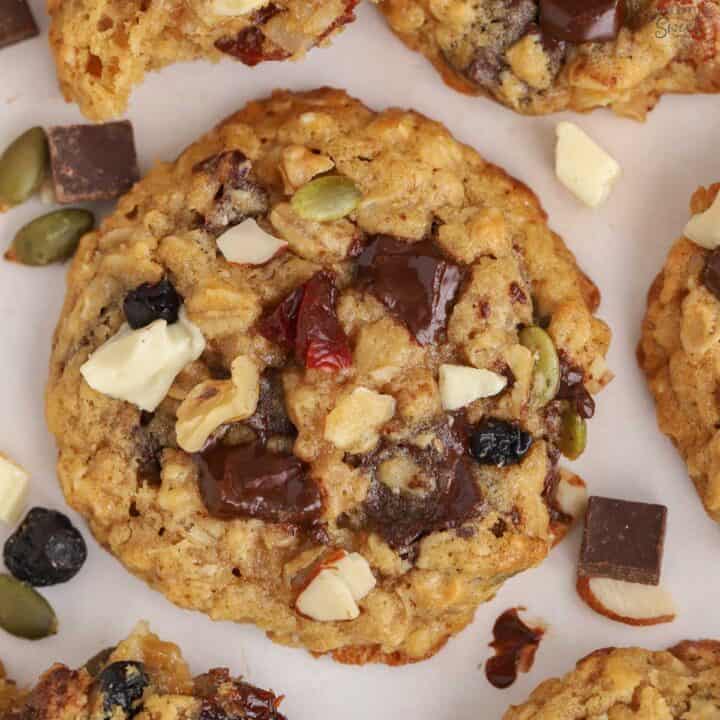 Trail Mix Cookies {Loaded with Mix-Ins} - Celebrating Sweets