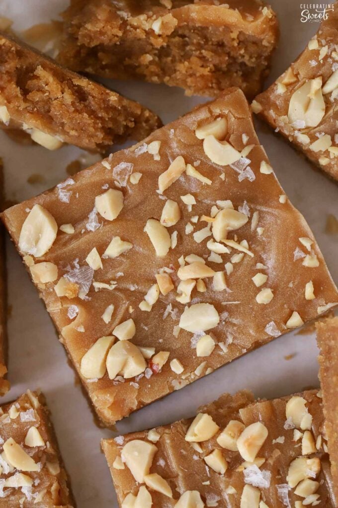 Peanut Butter Bars {soft and chewy} - Celebrating Sweets